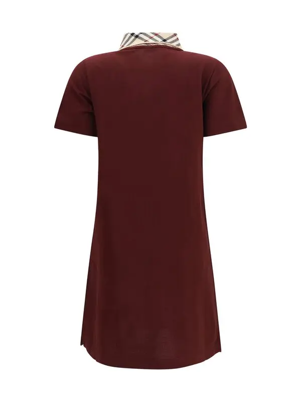 Burberry Polo Style Cotton Dress With Check Collar