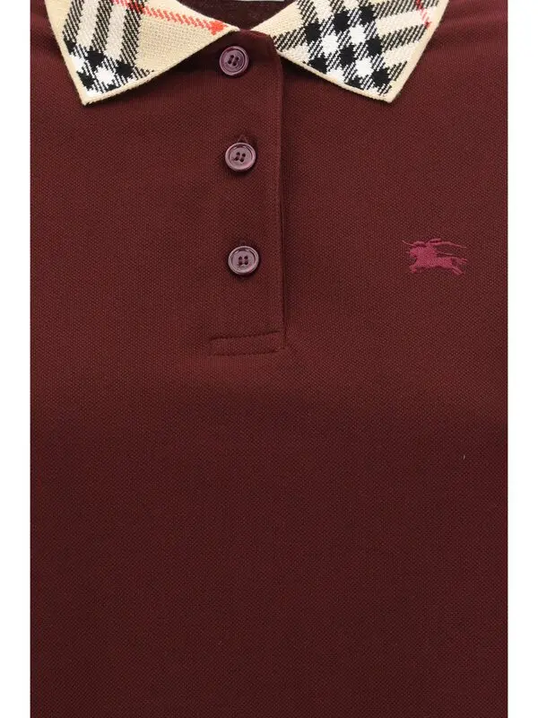 Burberry Polo Style Cotton Dress With Check Collar