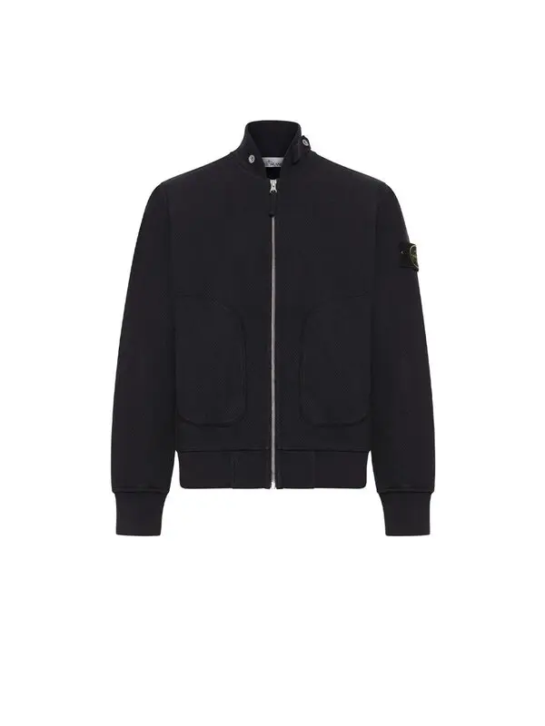 Stone Island Mesh Stitch Organic Cotton Fleece Sweatshirt