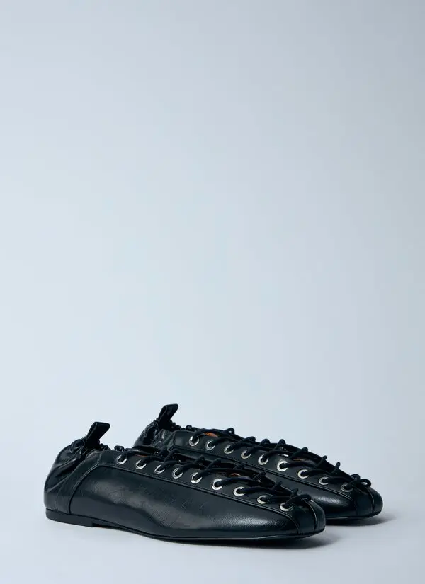 GANNI Oleatex Ballerina Flats With Eyelets