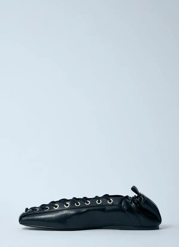 GANNI Oleatex Ballerina Flats With Eyelets