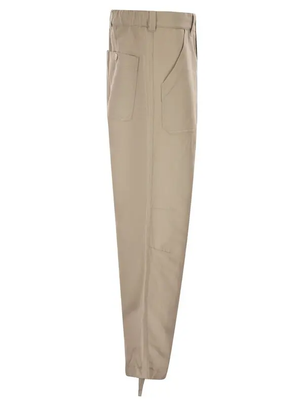 Brunello Cucinelli Cotton And Linen Drill Trousers With Patch Pockets - Cream