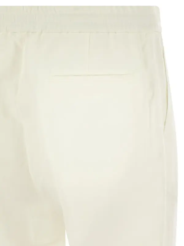 Brunello Cucinelli Linen And Cotton Gabardine Leisure Fit Trousers With Double Darts - Cream