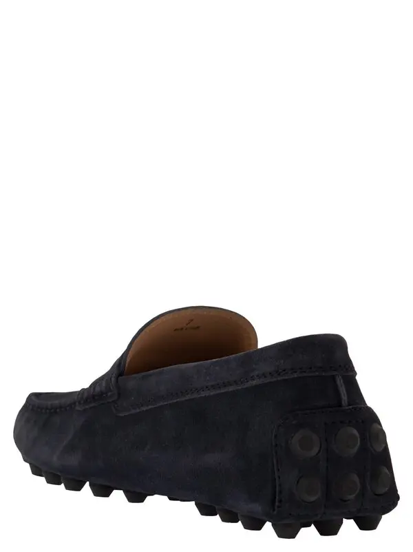 TOD'S Suede Mocassino Loafers With Embossed Monogram - Blue