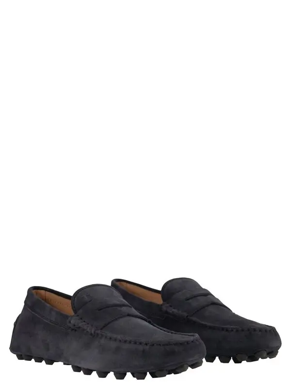 TOD'S Suede Mocassino Loafers With Embossed Monogram - Blue