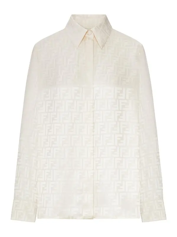 Fendi Ff Jacquard Silk Crepe Shirt