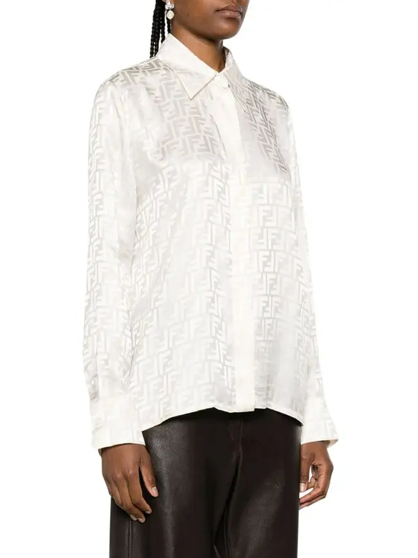 Fendi Ff Jacquard Silk Crepe Shirt