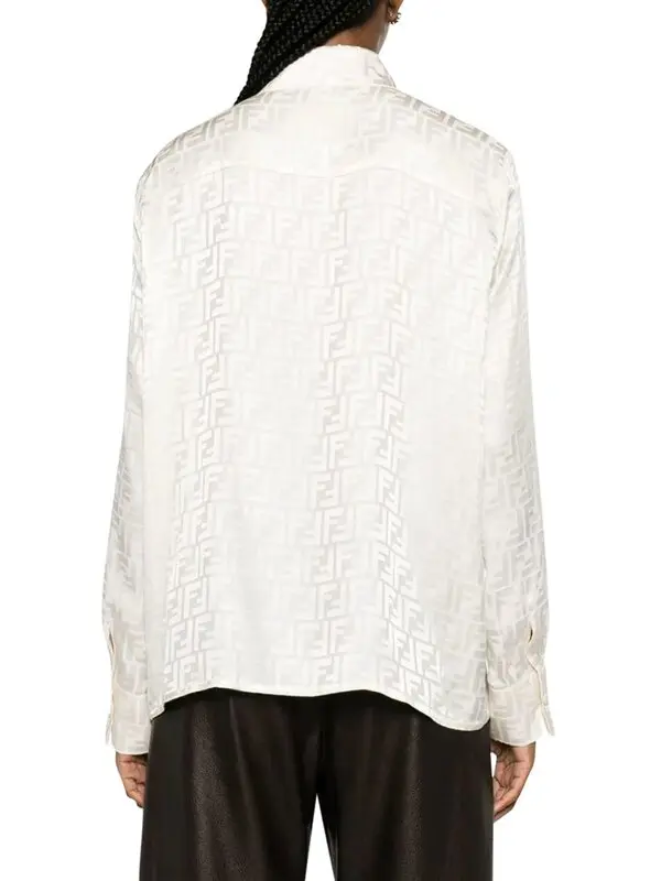 Fendi Ff Jacquard Silk Crepe Shirt
