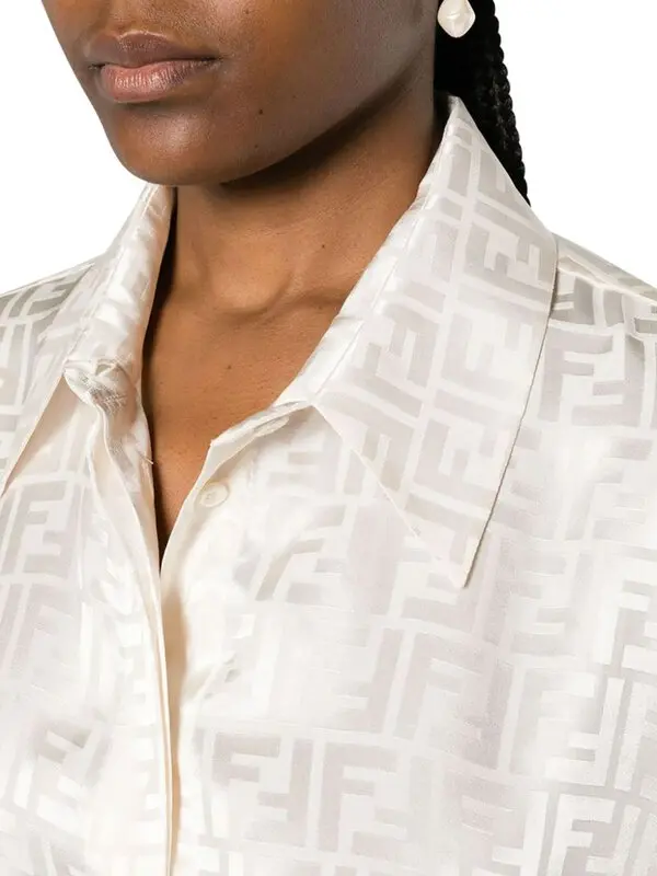 Fendi Ff Jacquard Silk Crepe Shirt