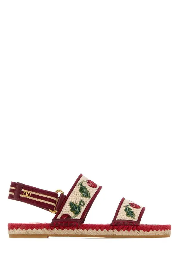 Valentino Garavani Embroidered Fabric Vlogo Signature Sandals - Multicolor