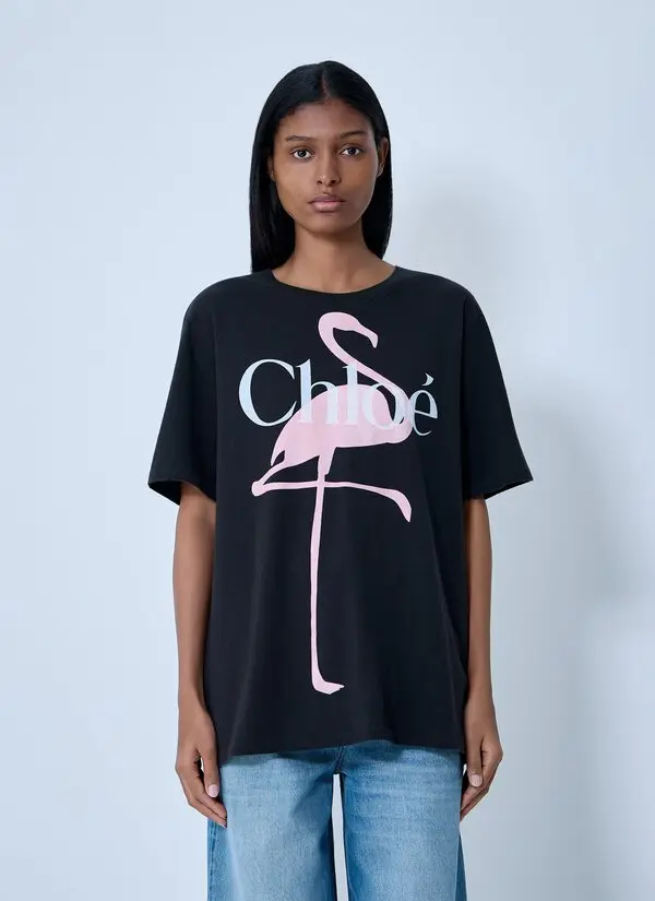 Chloé Logo Motif T-shirt - Gray
