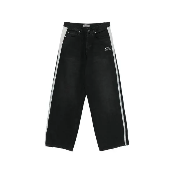 Balenciaga Wide-leg Jeans With Side Stripe Detail - Black