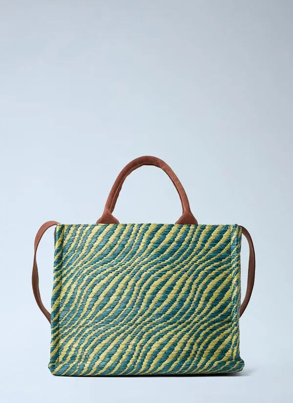 Marni Raffia Logo Basket Bag - Green