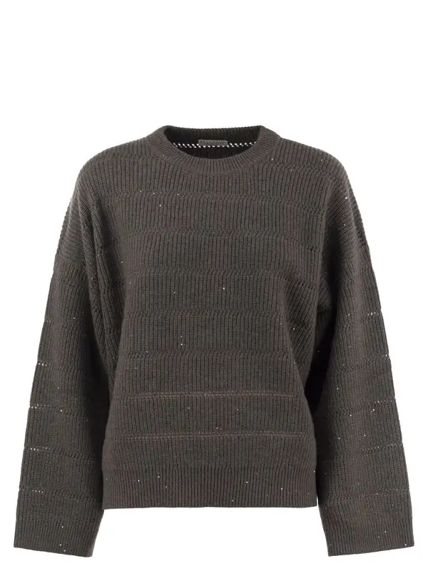 Brunello Cucinelli Cashmere And Wool Crew-neck Sweater With Sequins - Multicolor