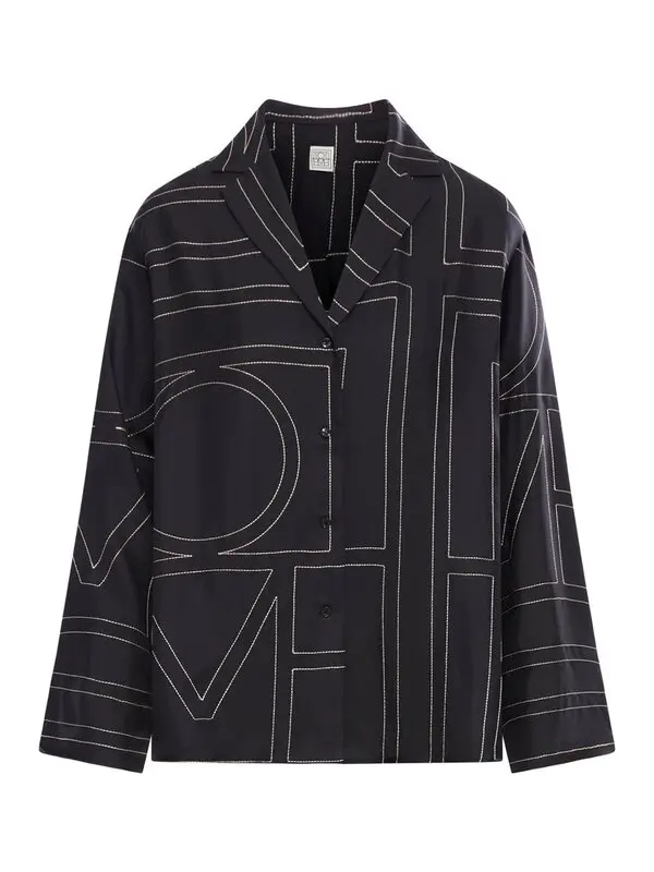 TOTEME Silk Monogram Shirt - Black