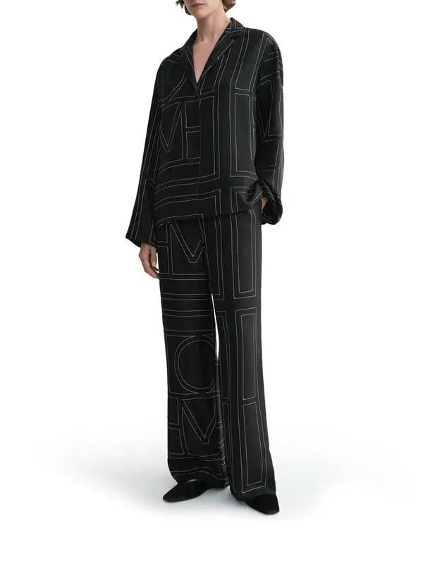 TOTEME Silk Monogram Shirt - Black