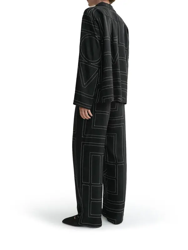 TOTEME Silk Monogram Shirt - Black