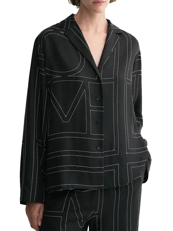 TOTEME Silk Monogram Shirt - Black