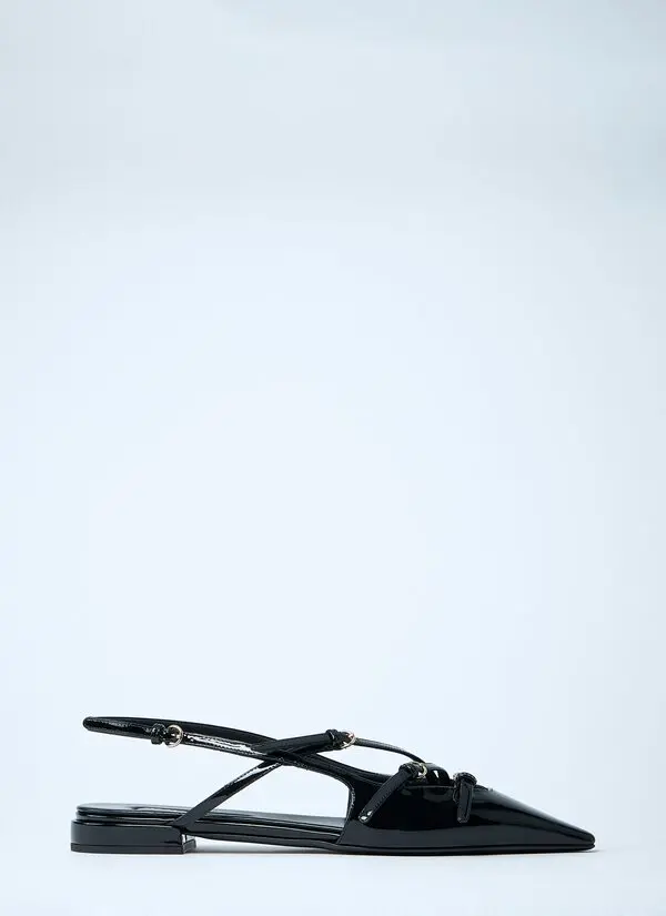 Miu Miu Patent Leather Slingback Ballerina Flats - Black