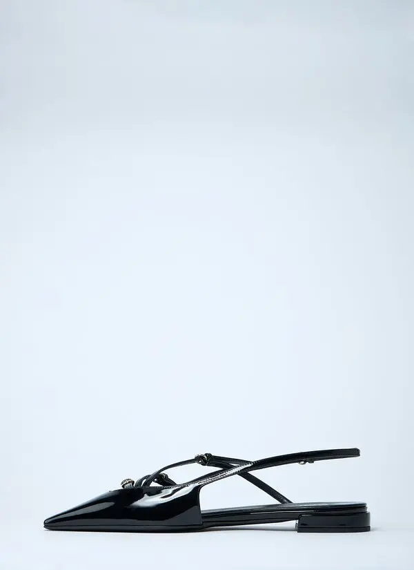 Miu Miu Patent Leather Slingback Ballerina Flats - Black