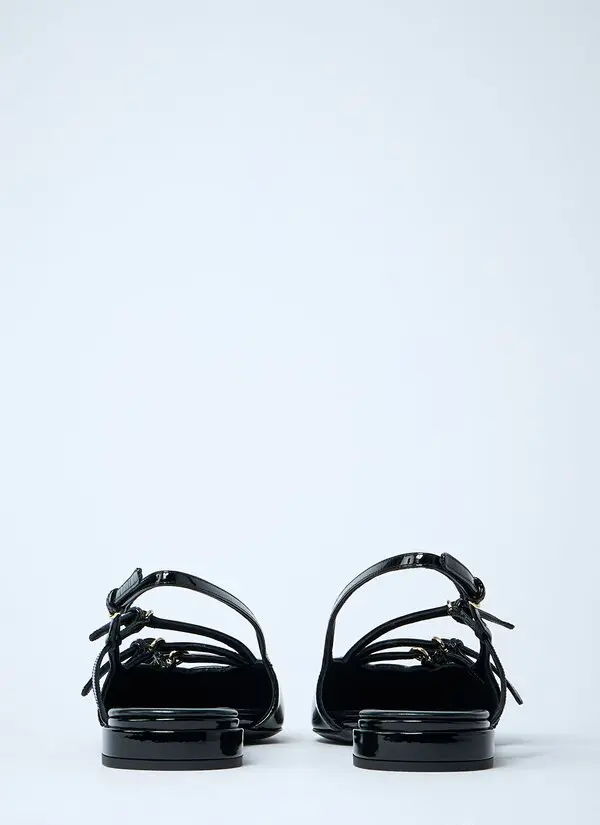 Miu Miu Patent Leather Slingback Ballerina Flats - Black