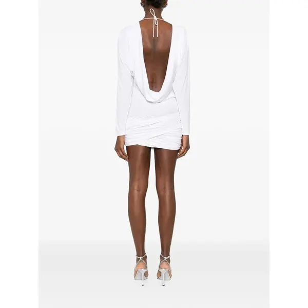 Christopher Esber Draped Cowl Neck Mini Dress - White