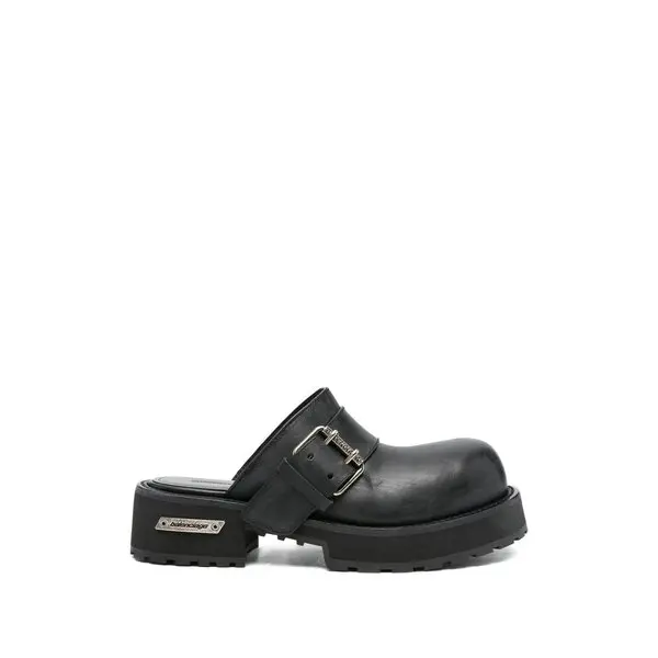Balenciaga Leather Buckled Clogs