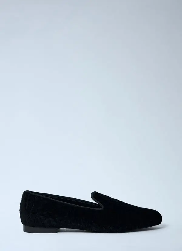 TOTEME Shearling-lined Suede Loafers - Black