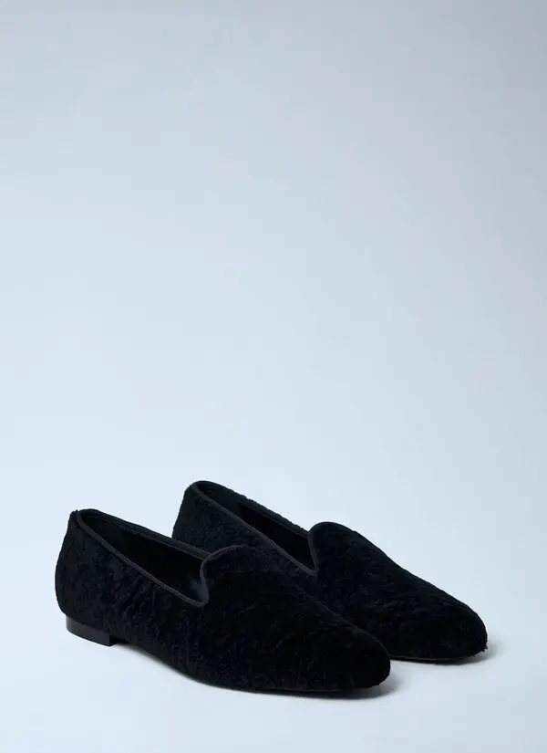TOTEME Shearling-lined Suede Loafers - Black