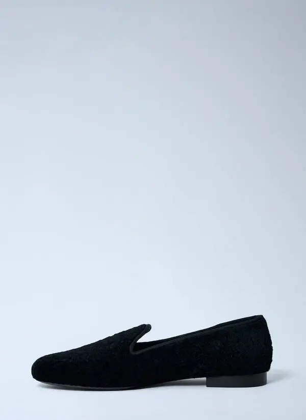 TOTEME Shearling-lined Suede Loafers - Black