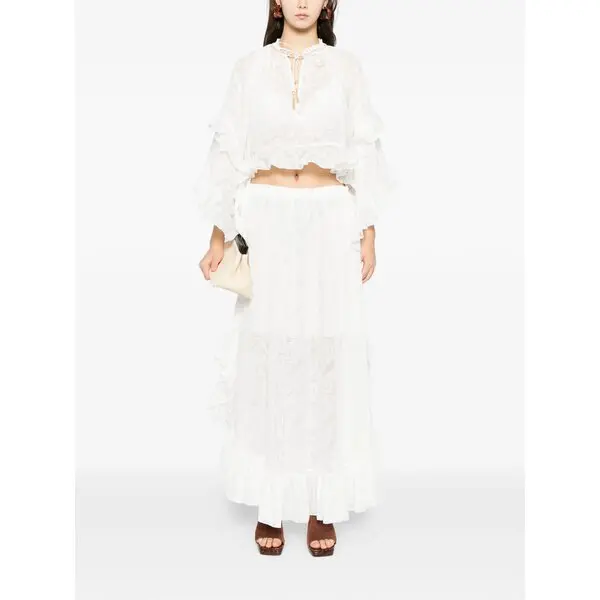 Zimmermann Cotton Blend Blouse With Ruffle Cuffs - White