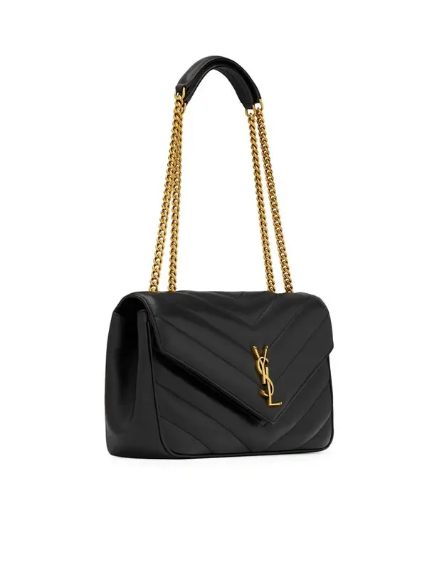 Saint Laurent Loulou Medium Quilted Lambskin Shoulder Bag - Black