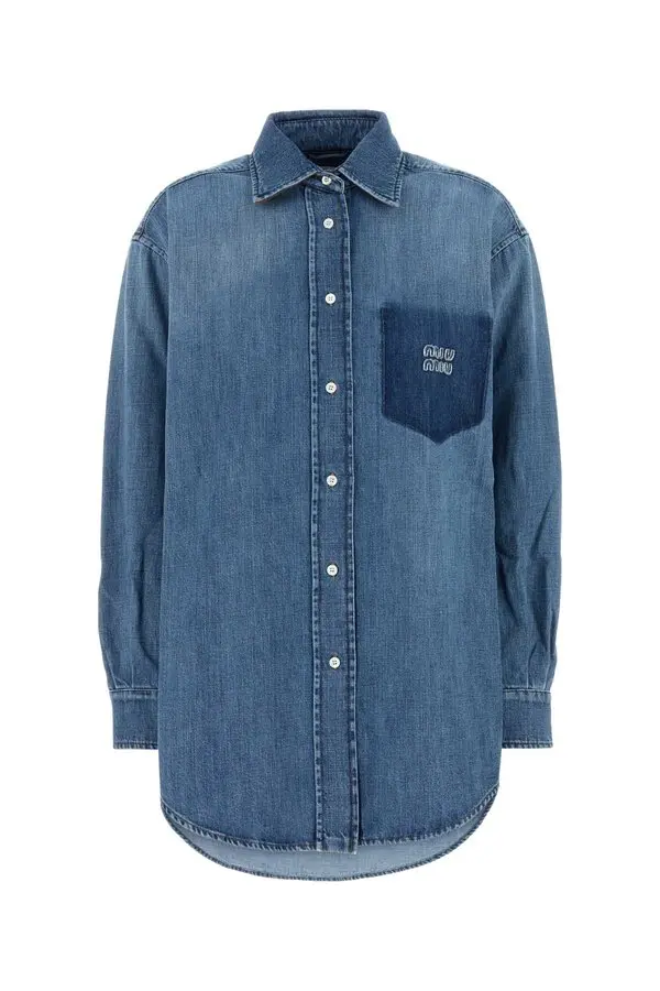 Miu Miu Oversized Denim Shirt - Blue