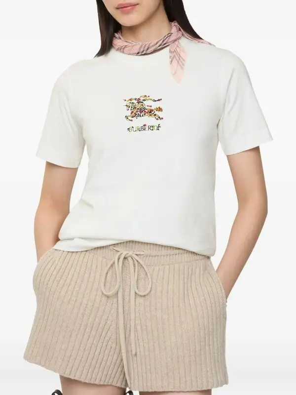 Burberry Frankie Ekd Flower Embroidered Cotton T-shirt