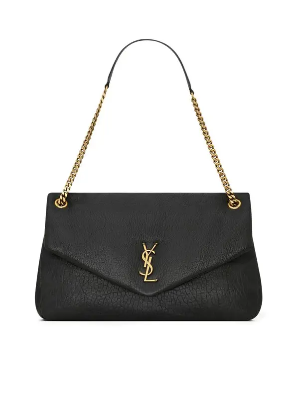Saint Laurent Calypso Large Bag In Natural Grain Lambskin - Black