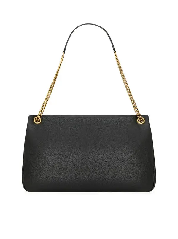 Saint Laurent Calypso Large Bag In Natural Grain Lambskin - Black