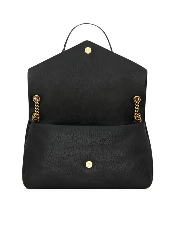 Saint Laurent Calypso Large Bag In Natural Grain Lambskin - Black