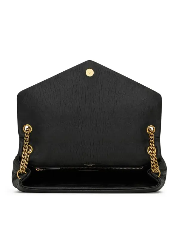 Saint Laurent Calypso Large Bag In Natural Grain Lambskin - Black