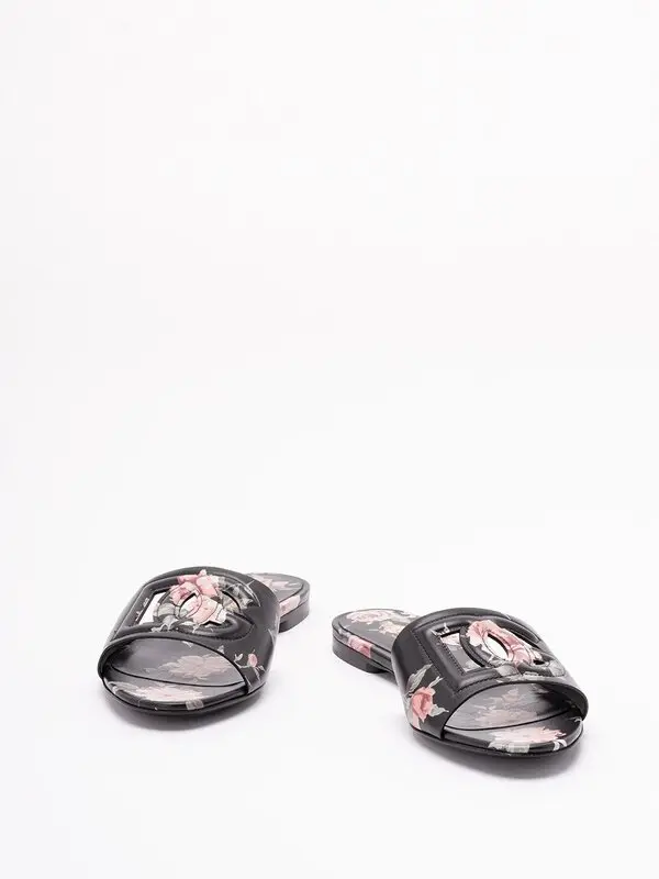 Dolce & Gabbana Floral Print Calf Leather Slides - Multicolor