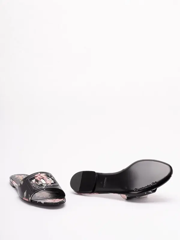 Dolce & Gabbana Floral Print Calf Leather Slides - Multicolor