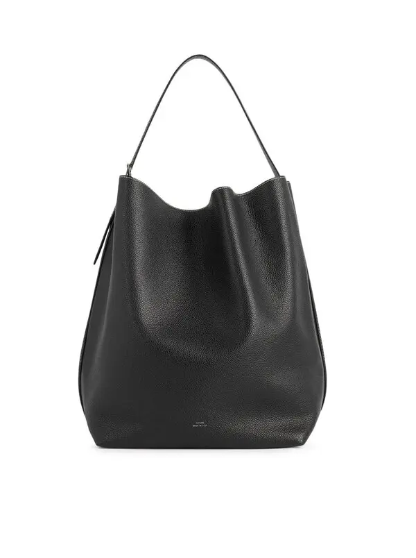 TOTEME Hammered Calfskin Belted Tote Bag - Black
