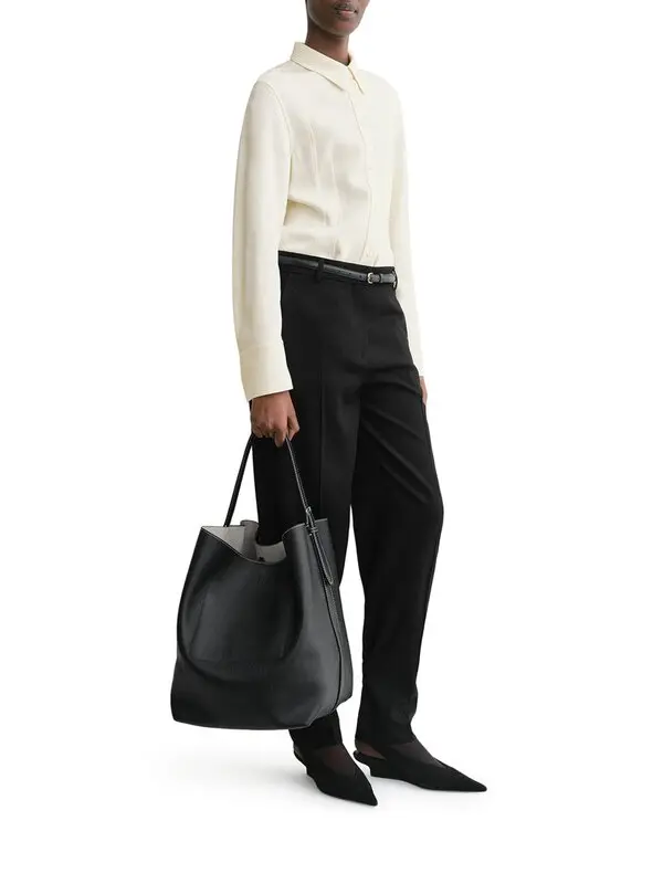 TOTEME Hammered Calfskin Belted Tote Bag - Black