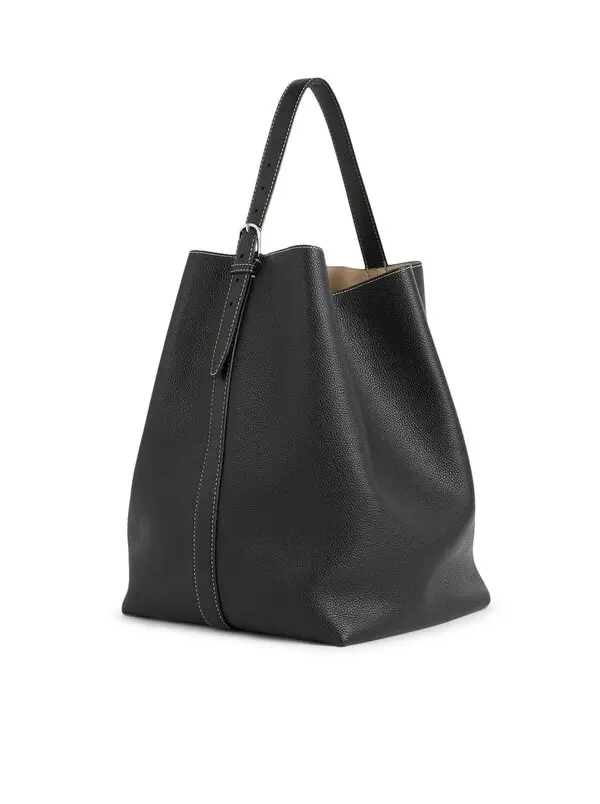TOTEME Hammered Calfskin Belted Tote Bag - Black