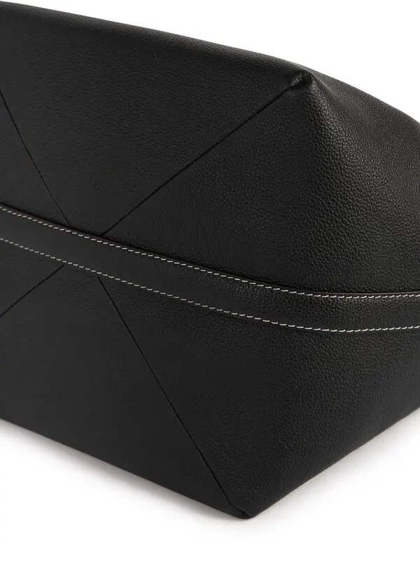 TOTEME Hammered Calfskin Belted Tote Bag - Black