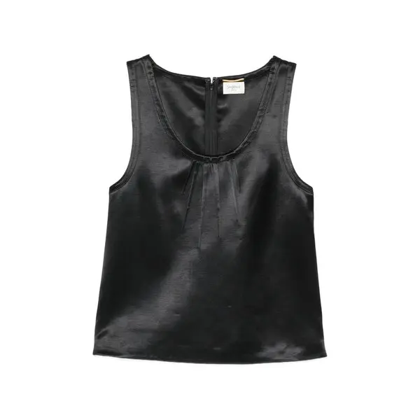 Saint Laurent Sleeveless Top With Pleated Detail - Black
