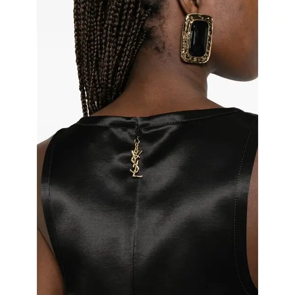 Saint Laurent Sleeveless Top With Pleated Detail - Black