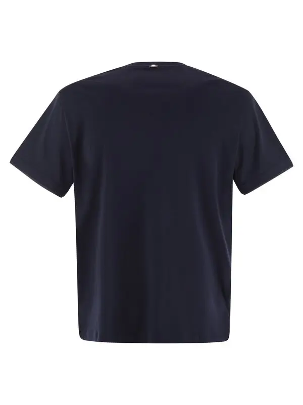 Herno Resort T-shirt In Cotton And Light Stretch Nylon - Blue