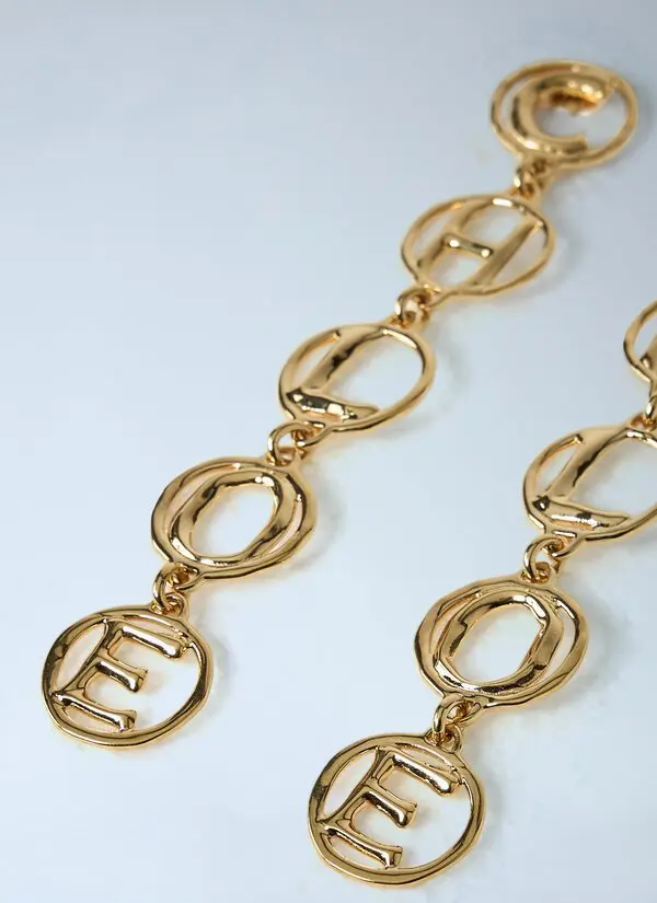 Chloé Script Letter Pendant Drop Earrings In -tone Metal - Gold