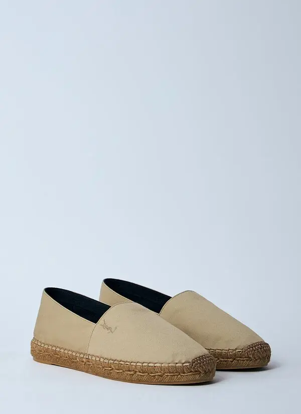 Saint Laurent Cotton Gabardine Espadrilles - Cream