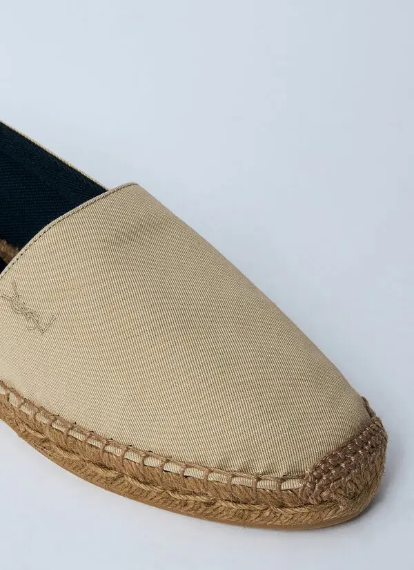 Saint Laurent Cotton Gabardine Espadrilles - Cream